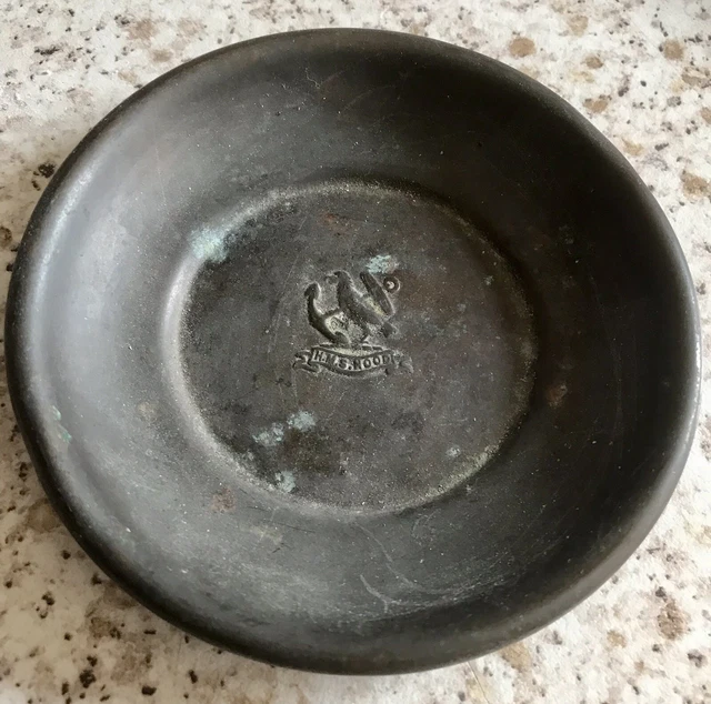 ORIGINAL 1930S / WW2 Royal Navy HMS HOOD Brass Dish Ships Crest Trench ...