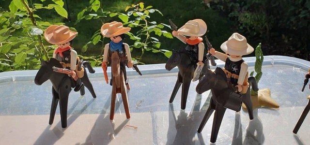 PLAYMOBIL WESTERN - 5 figurines shérif & cow-boy avec chevaux EUR 8,00 ...