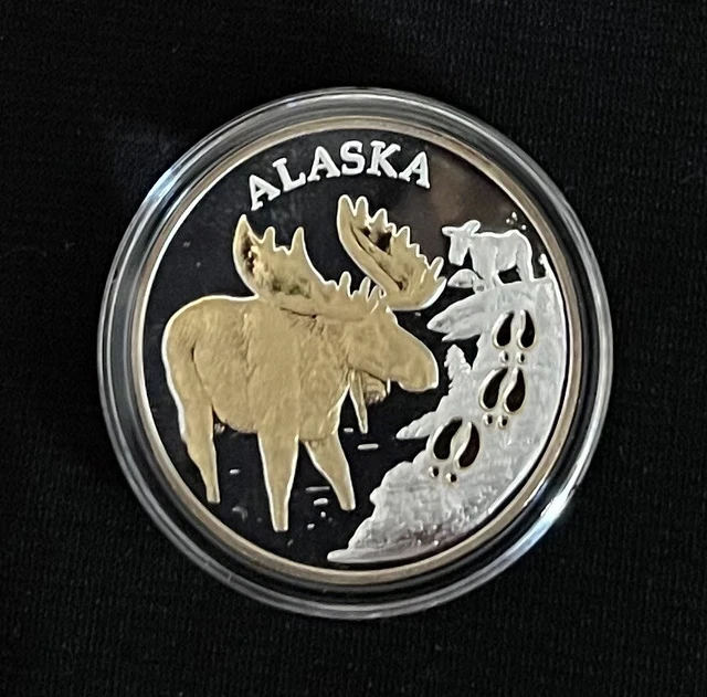 ALASKA MINT COIN 1 oz .999 Fine Silver & Gold - Moose £93.55 - PicClick UK