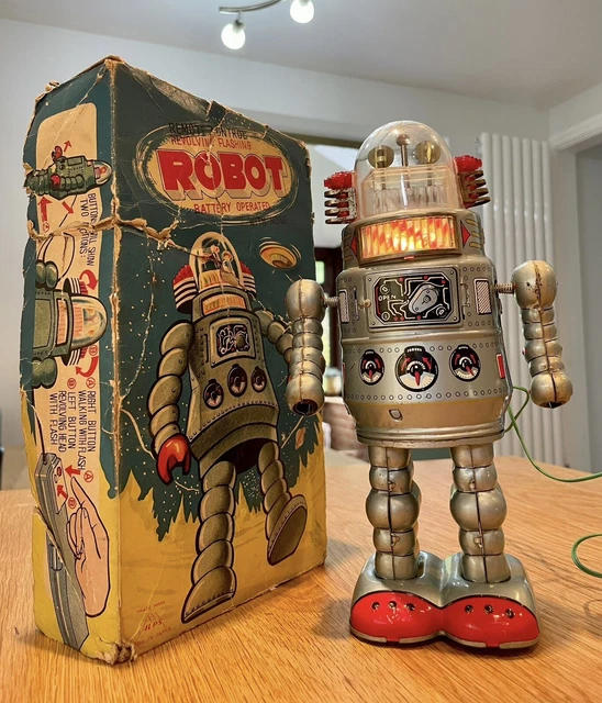 1950S ALPS JAPAN Tin Revolving Flashing Robot aka DOOR ROBOT & Original ...