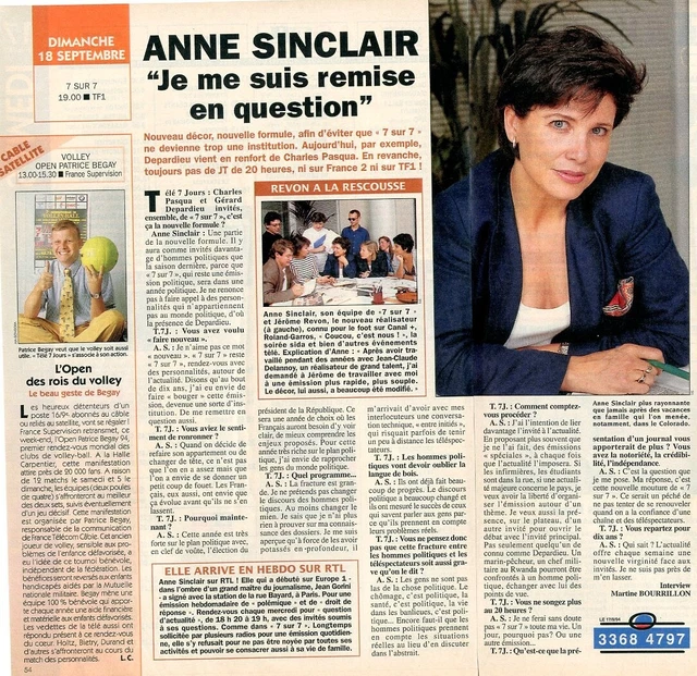 COUPURE DE PRESSE Clipping 1994 Anne Sinclair (1 page1/2) EUR 5,00 - PicClick FR