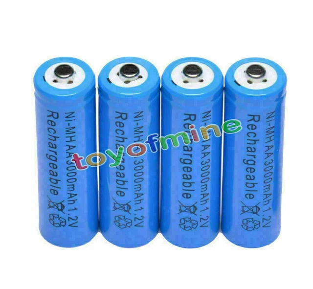 4 AA 3000MAH Ni-MH rechargeable battery 2A LR6 Blue $15.39 - PicClick AU