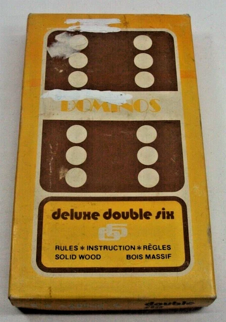 VINTAGE DELUXE DOUBLE Six Dominos Solid Wood Board Game $19.99 ...