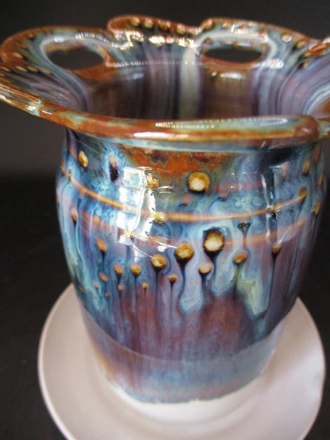 SIGNED STUDIO ART POTTERY by BARBARA GARNIER VESSEL AURORA BOREALIS $36 ...