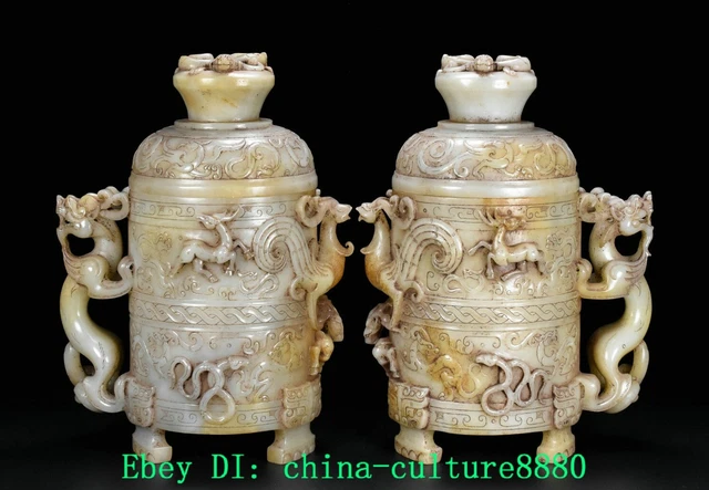 7.6 &PAIRE DE verres à vin HAN Dynastie naturelle et Tian Yulong EUR 12 ...