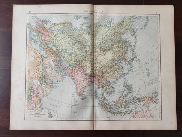 ANTIQUE ORIGINAL Map-From"The Times Atlas "-Asia/General Map/-1900 £26. ...