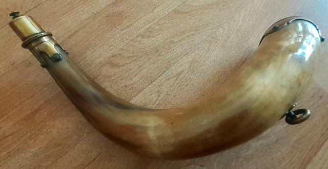 GRANDE RÉSERVE À Poudre En Corne-Garnitures En Laiton-Bouchon Doseur ...