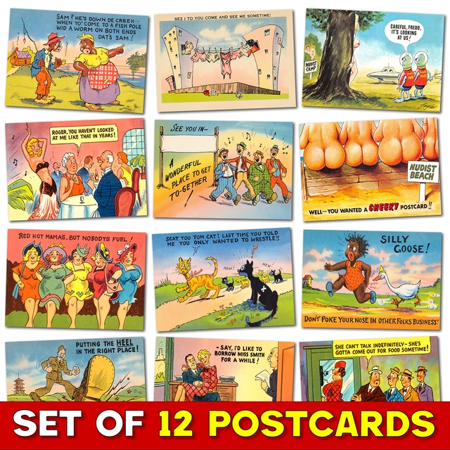 SET OF 12 Vintage Antique Comic Humour Postcards Bamforth Postcards Lot ...