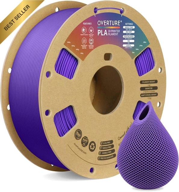 PLA FILAMENT 1.75MM PLA 3D Printer Filament, 1Kg Cardboard Spool (2 ...