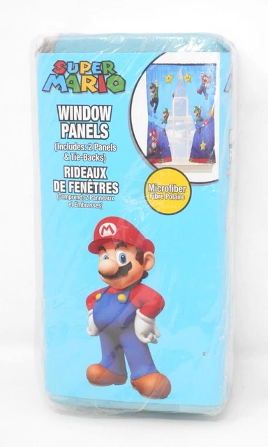 NINTENDO SUPER MARIO Window Panel Curtains 82x63" Pair Tie Back Luigi ...