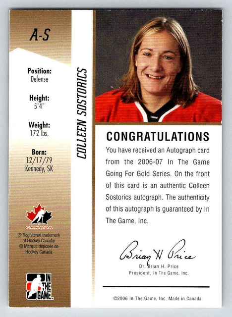 2006 ITG GOING For Gold Women's AUTO #AS Colleen Sostorics (ref 214871 ...