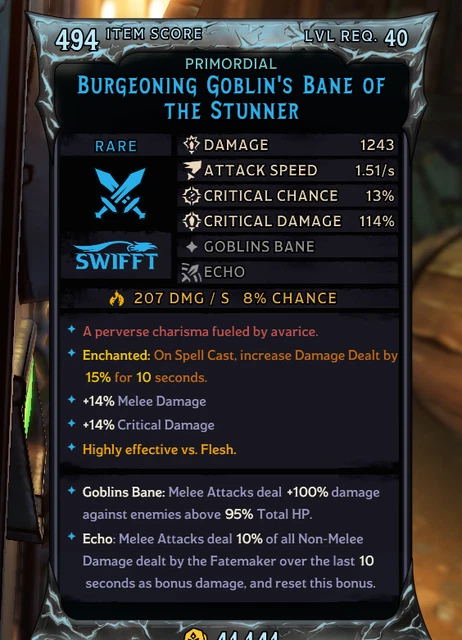 TINA'S WONDERLANDS PRIMORDIAL Goblin's Bane (Fire) (Spellcast All DMG ...