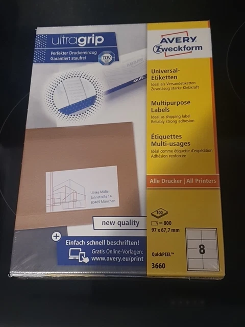 AVERY ZWECKFORM 3660 Universal Labels 800 Adhesive Labels, 97 x 67.7 mm ...