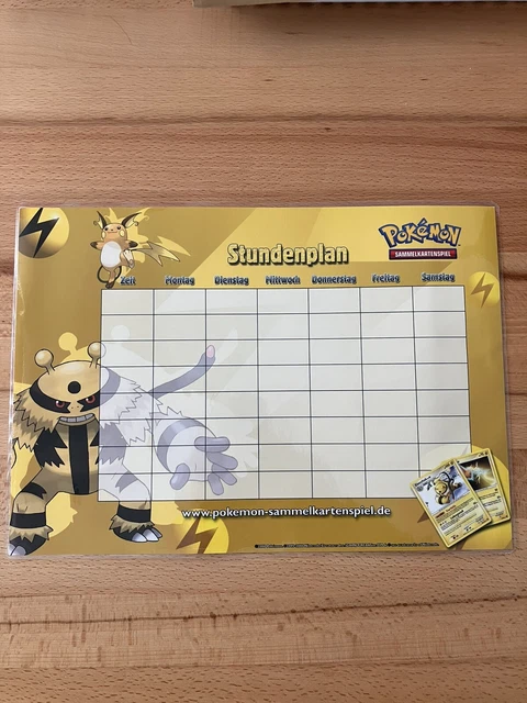 POKÉMON STUNDENPLAN A4 Folie einlaminiert Pikachu Entwicklung Raichu ...