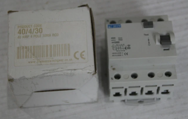 PROTEUS 40 AMP 30mA 4 Pole RCD 40/4/30 240/415V BS 4293 NEW £20.00 ...
