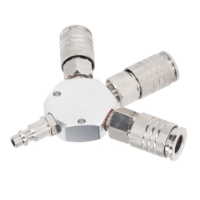 AIR SPLITTER 1/4IN NPT Male Thread 3 Way Quick Coupler For Industrial ...