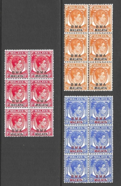 BMA MALAYA 1945-1945 3 x Values in Blocks of 6 MNH £12.94 - PicClick UK