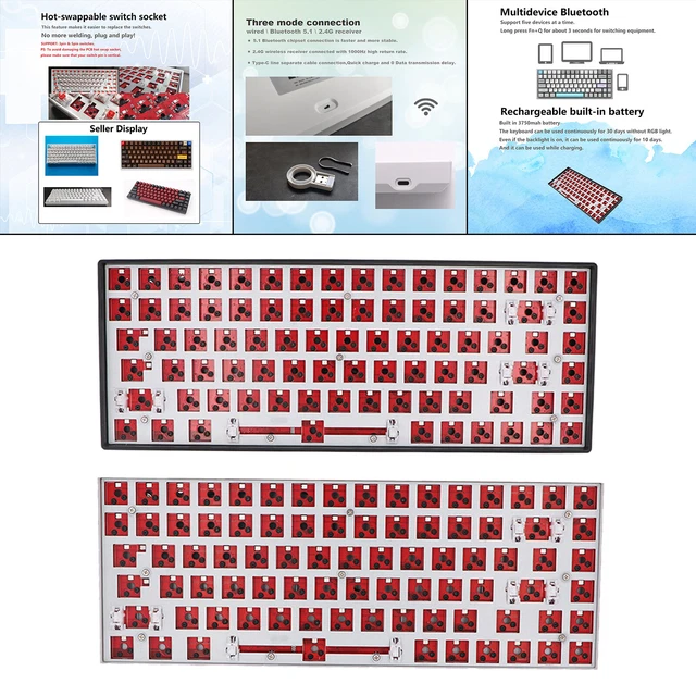 RGB 84-KEY MECHANICAL Keyboard Kit Three Mode Bluetooth 2.4G Hot ...