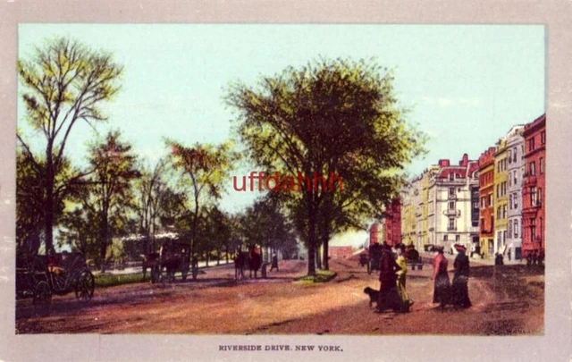 RIVERSIDE DRIVE NEW YORK CITY, NY carrozze e pedoni trainati da cavalli ...