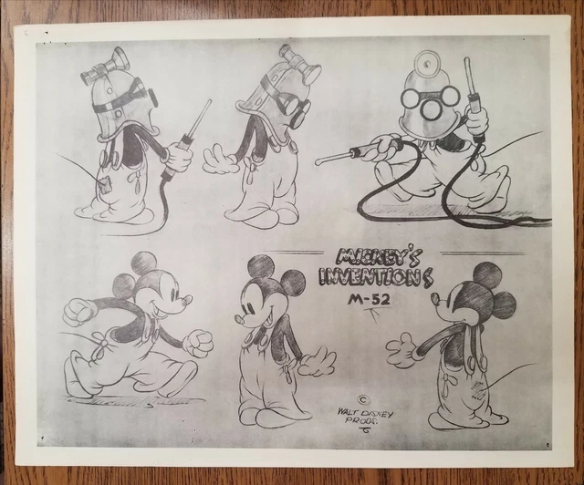 DISNEY VINTAGE MODEL Sheet Print MICKEY'S INVENTIONS WDP Mickey Mouse ...