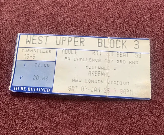 MILLWALL V ARSENAL FA Cup 3rd Round Ticket 1995 Gunners £1.99 - PicClick UK