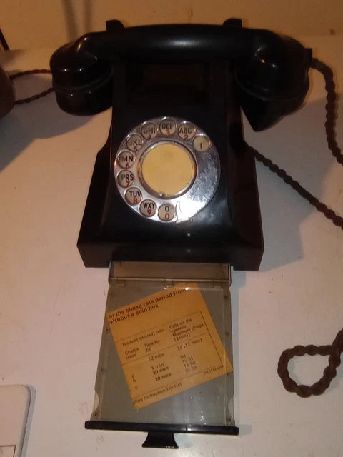 VINTAGE TELEPHONE ROUND Dial draw underneath corded flex 332L TE59/2A £ ...