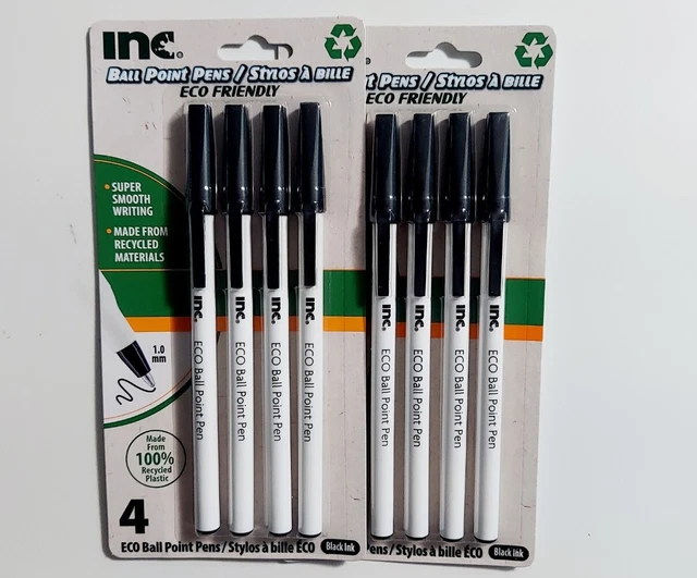 INC: BALLPOINT PENS Eco Friendly 1.0mm Black: 8 Pens (2 Packs) $4.75 ...