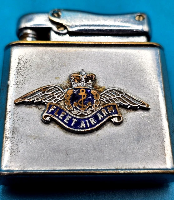 RARE VINTAGE COLIBRI Petrol Lighter With Military Badge - FLEET AIR ARM ...