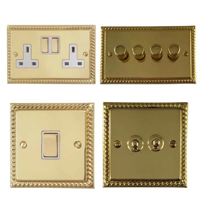 INTERRUTTORI LUCE MB2 a corda Monarch ottone lucido, prese spina ...