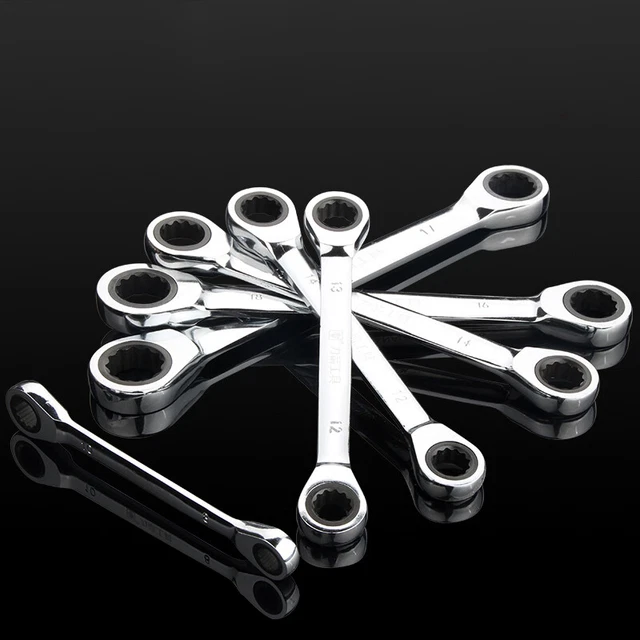 DOUBLE END METRIC Offset Torque Wrench Set 6-27mm Ring Ratchet Spanner ...