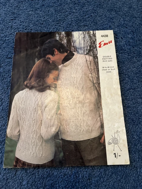 EMU VINTAGE KNITTING pattern 4438 to fit chest 34-46” sweater £2.00 ...