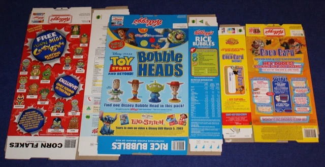 EARLY 2000'S KELLOGGS Cereal Boxes x 3 - Alien Crazy Bones, Toy Story ...