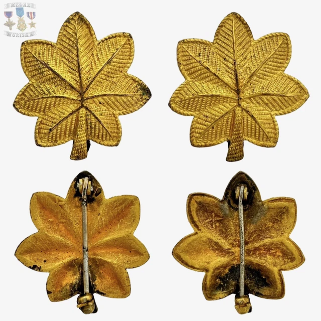 WW2 US ARMY AIR CORPS MAJOR OFFICER RANK OAK LEAF INSIGNIA 1-1/8” x 1-1 ...