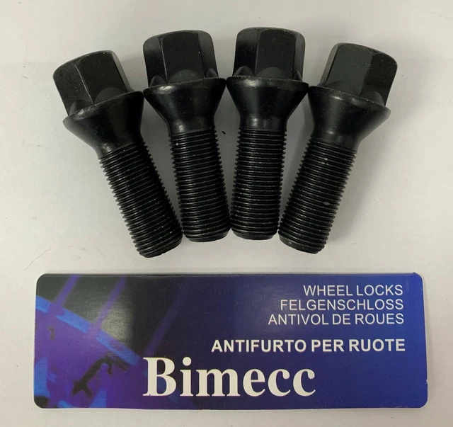 4 X M14X1.25 BLACK 60° ALLOY WHEEL BOLTS 30mm THREAD FITS MINI R60 R61 ...
