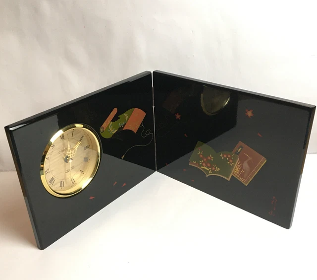 JAPANESE LACQUERED FOLDING Clock Quartz Made In Japan Large Signed £61. ...