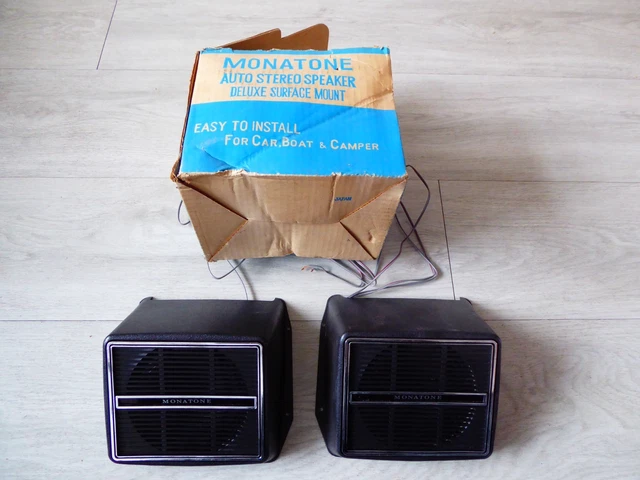 VINTAGE MONATONE AUTO Stereo Speakers x 2 Model HS-603 in Original Box ...