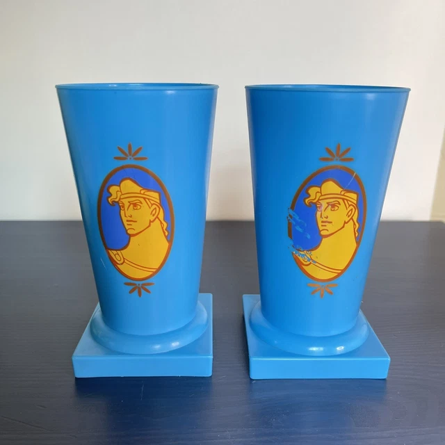 2 DISNEY HERCULES Blue Column Cup With No Straw Or Lid 5” $12.95 - PicClick