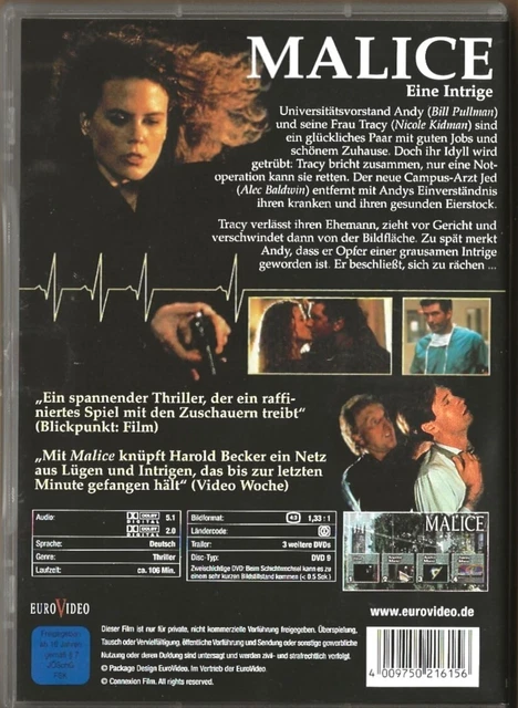 ALEC BALDWIN-NICOLE KIDMAN-BILL Pullman - DVD - Malice - FSK 16 EUR 3,00 - PicClick IT