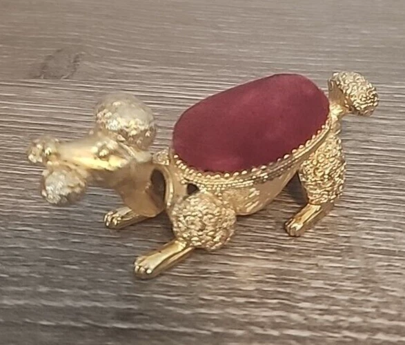VINTAGE SIGNED FLORENZA Poodle Dog Sewing Pin Cushion Bobblehead ...