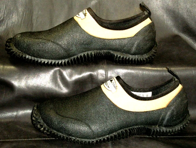 LEWIS & CLARK men's black khaki trim slip-on rubber ankle boot shoes ...