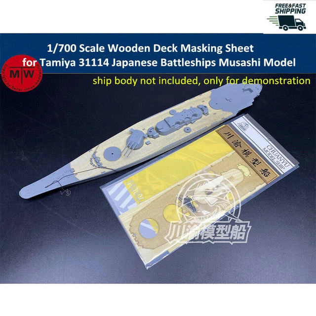 1/700 SCALE WOODEN Deck Masking Sheet for Tamiya 31114 Japanese Musashi ...