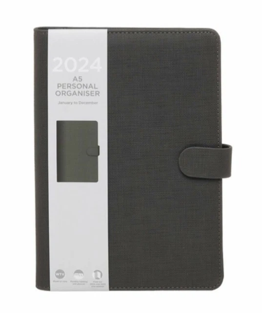 WHSMITH 2024 A5 Grey Textured Organiser £9.69 - PicClick UK