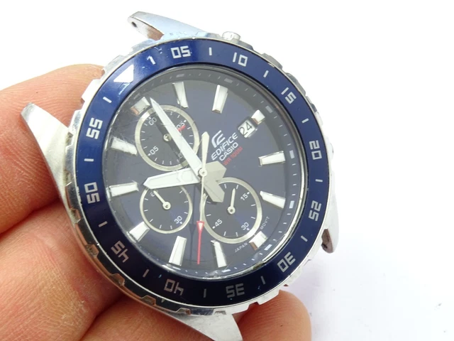 CASIO EDIFICE MEN'S Blue Dial Chronograph Wristwatch Head WORKING £30. ...