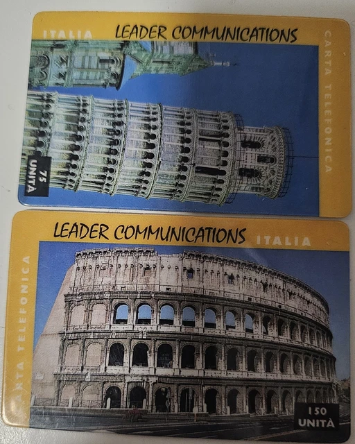 COPPIA CARTE TELEFONICHE -Leader Communications Italia -Torre Di Pisa ...