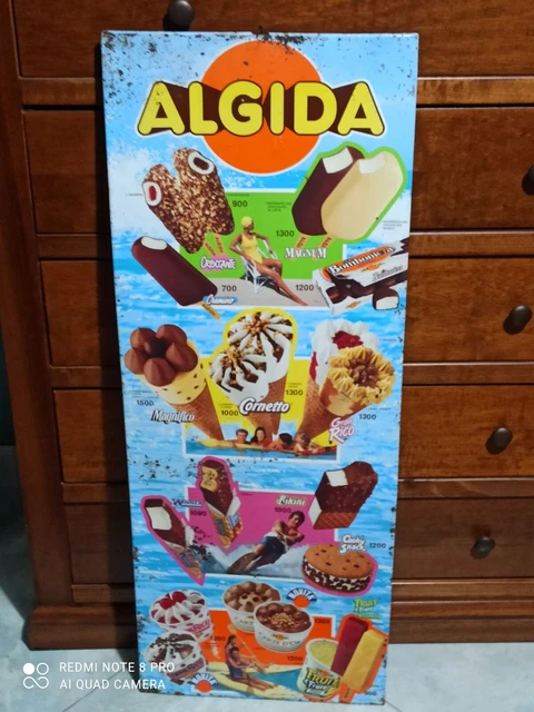 TABELLA INSEGNA GELATI Algida in lire Anni 80/90 condizioni vedi le ...