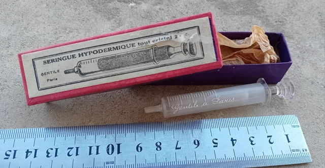 ANCIENNE SERINGUE HYPODERMIQUE 2 cc Cristal GENTILE PARIS instruments ...