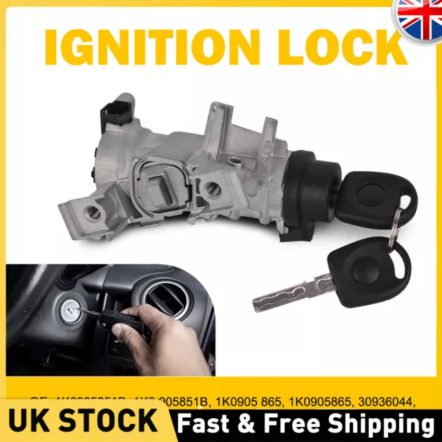 IGNITION STARTER SWITCH Steering Lock Barrel & Key For Vw Golf Mk5 Mk6 ...