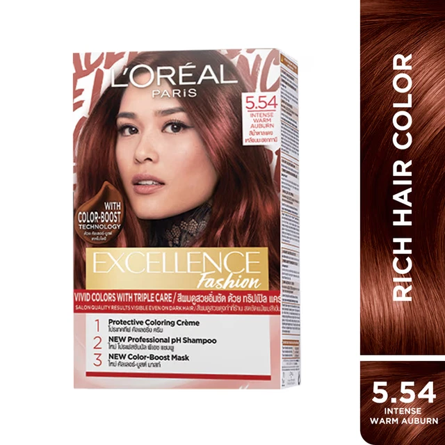 L'OREAL PARIS EXCELLENCE Fashion Hair Color (5.54 Intense Warm Auburn ...