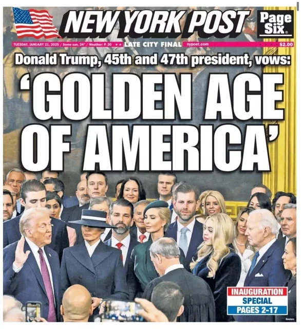 DONALD TRUMP~GOLDEN AGE Of America~Inauguration~Ny Post Full Newspaper ...