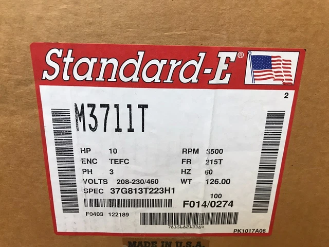 BALDOR MOTOR M3711T 10HP 3500RPM TEFC-Enc. 215T-Frame 3Phase 60HZ 208 ...